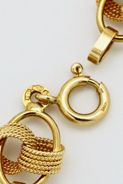 Vintage Italian 18k Gold Knot Link Bracelet Bangle Cuff Uno A Erre 60s Antiques Art Design