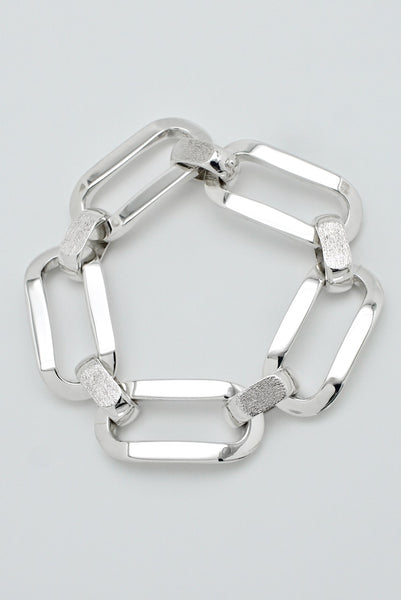 Vintage Sterling Silver Large Link Bracelet Bangle Cuff Uno A Erre 60s ...